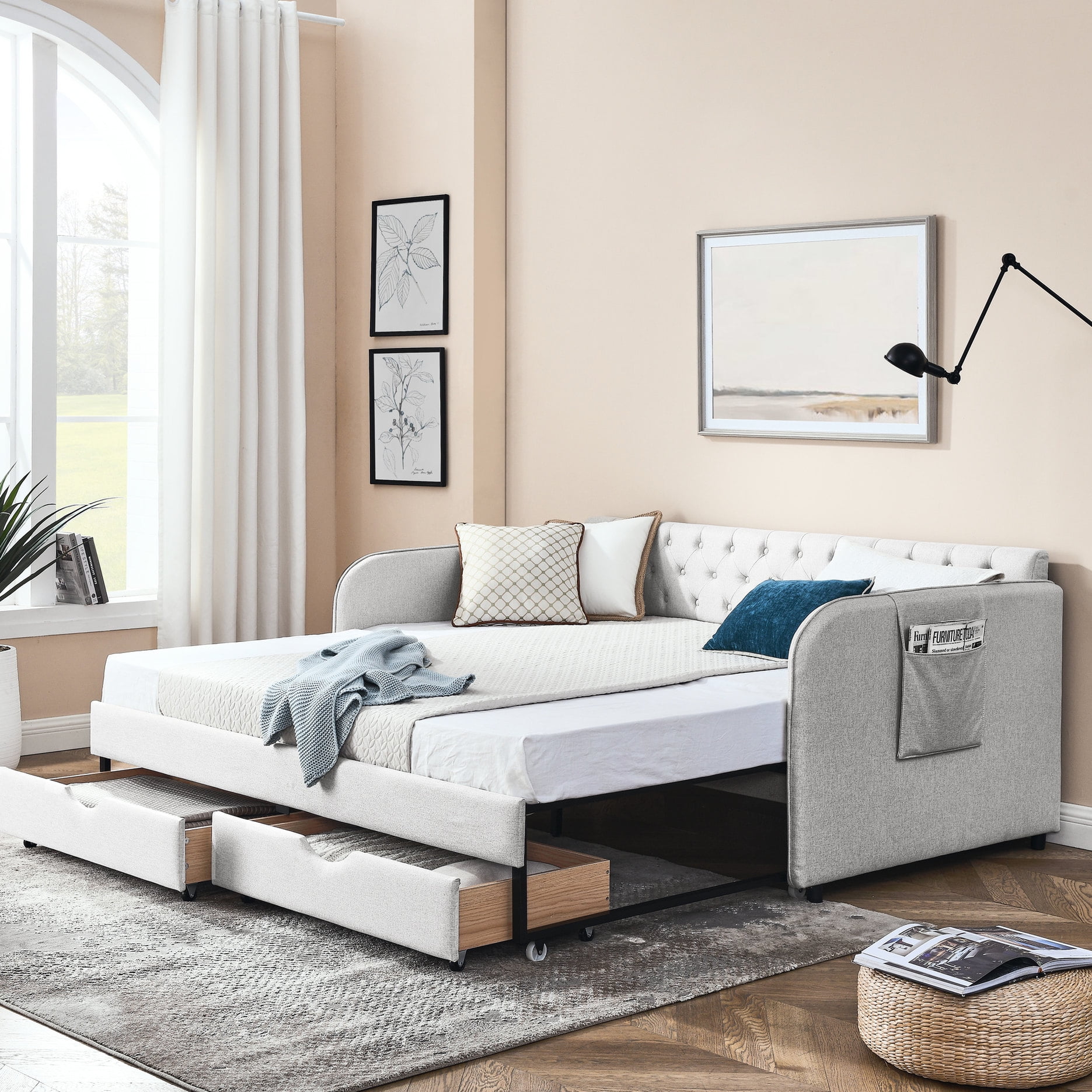 Twin Size Upholstered Daybed | Expandable for Guests, Fits in Living ...