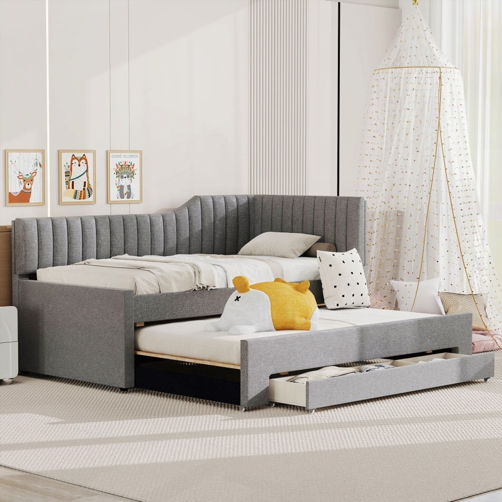 Twin Size Upholstered Daybed - Solid Construction & Functional|Gray ...