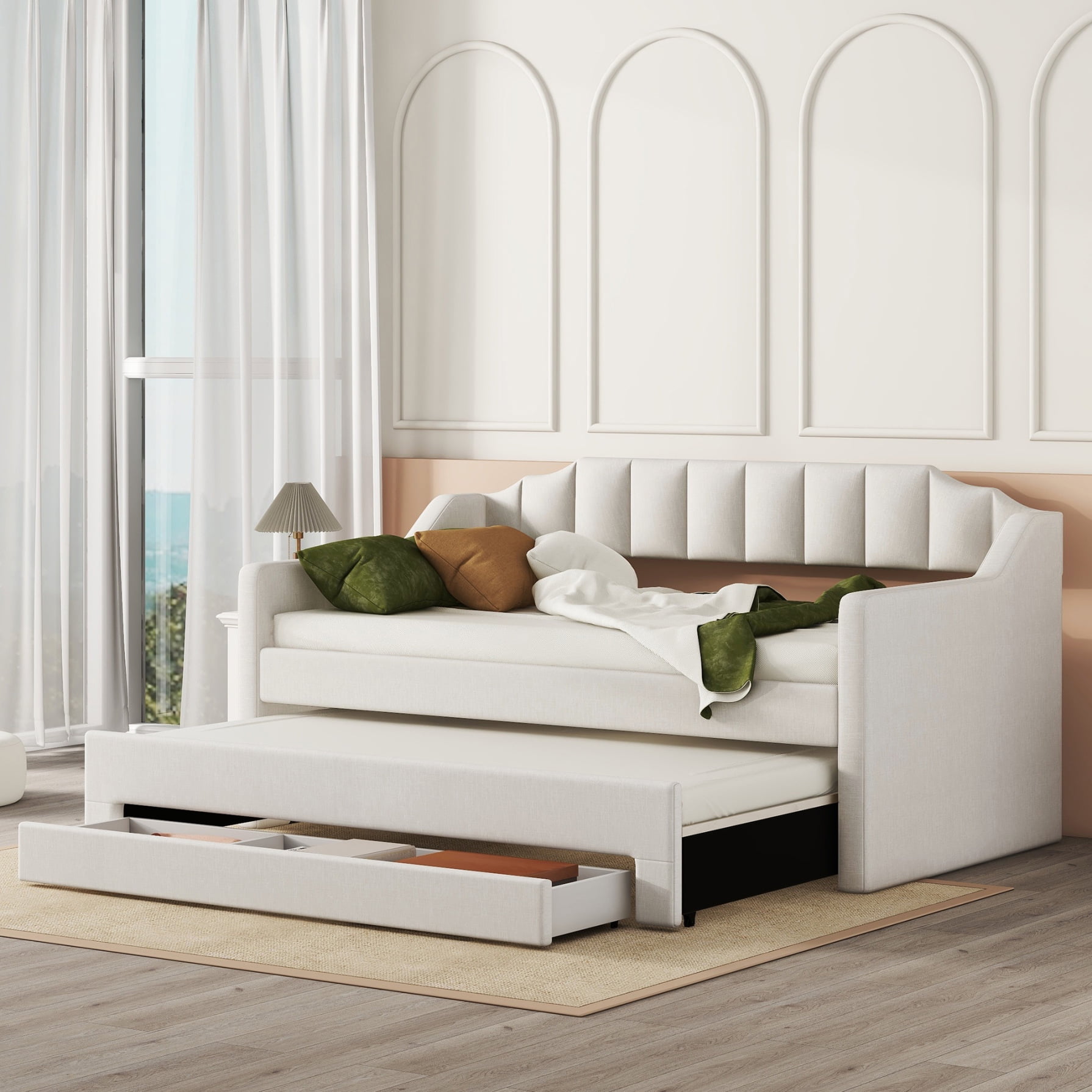 Twin Size Upholstered Daybed with Three Storage Drawers,Classic Style ...