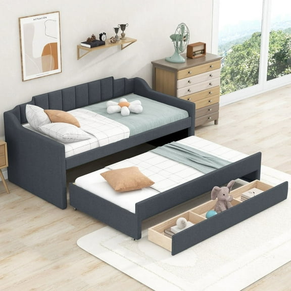 Acme Peridot Daybed & Trundle (Twin Size) in Dove Gray Velvet - Walmart.com