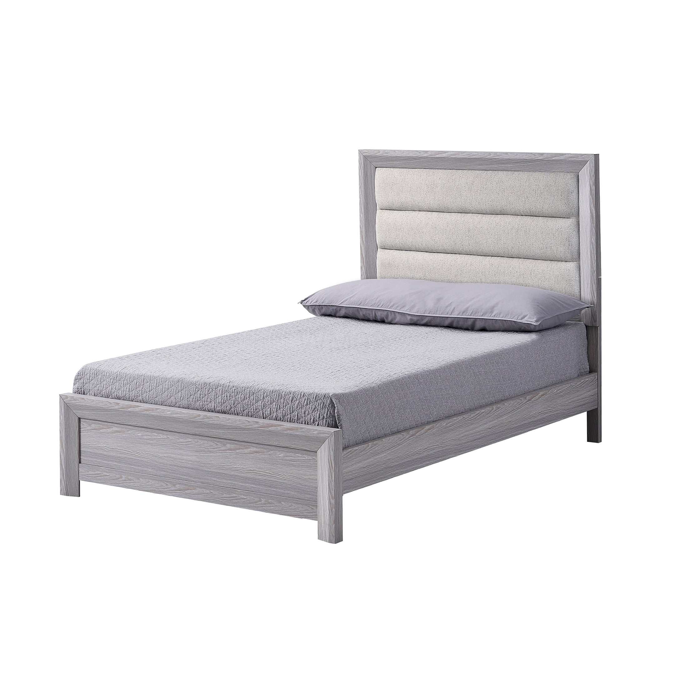 Twin Size Upholstered Platform Bed with Channel Tufted Headboard ...