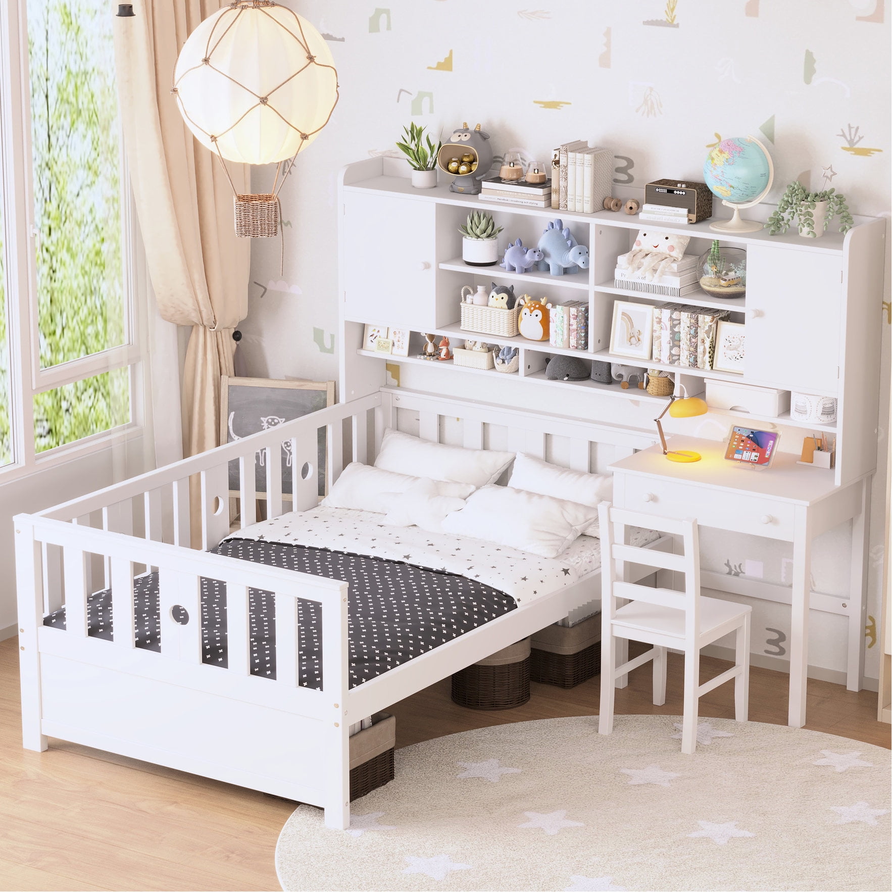 Twin Size White Multifunctional Bed - Desk for Work and Hobbies ...