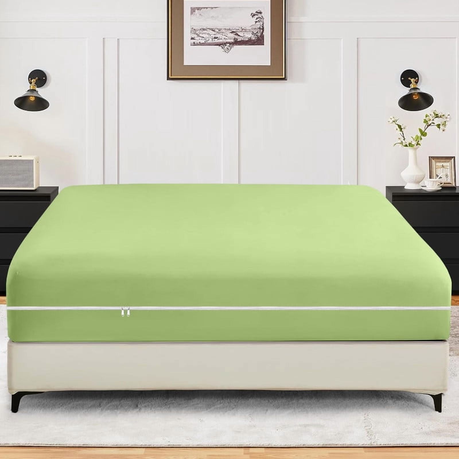 Twin Size Zippered Closure Fitted Sheet (39" x 75"), 1-Piece Bottom ...