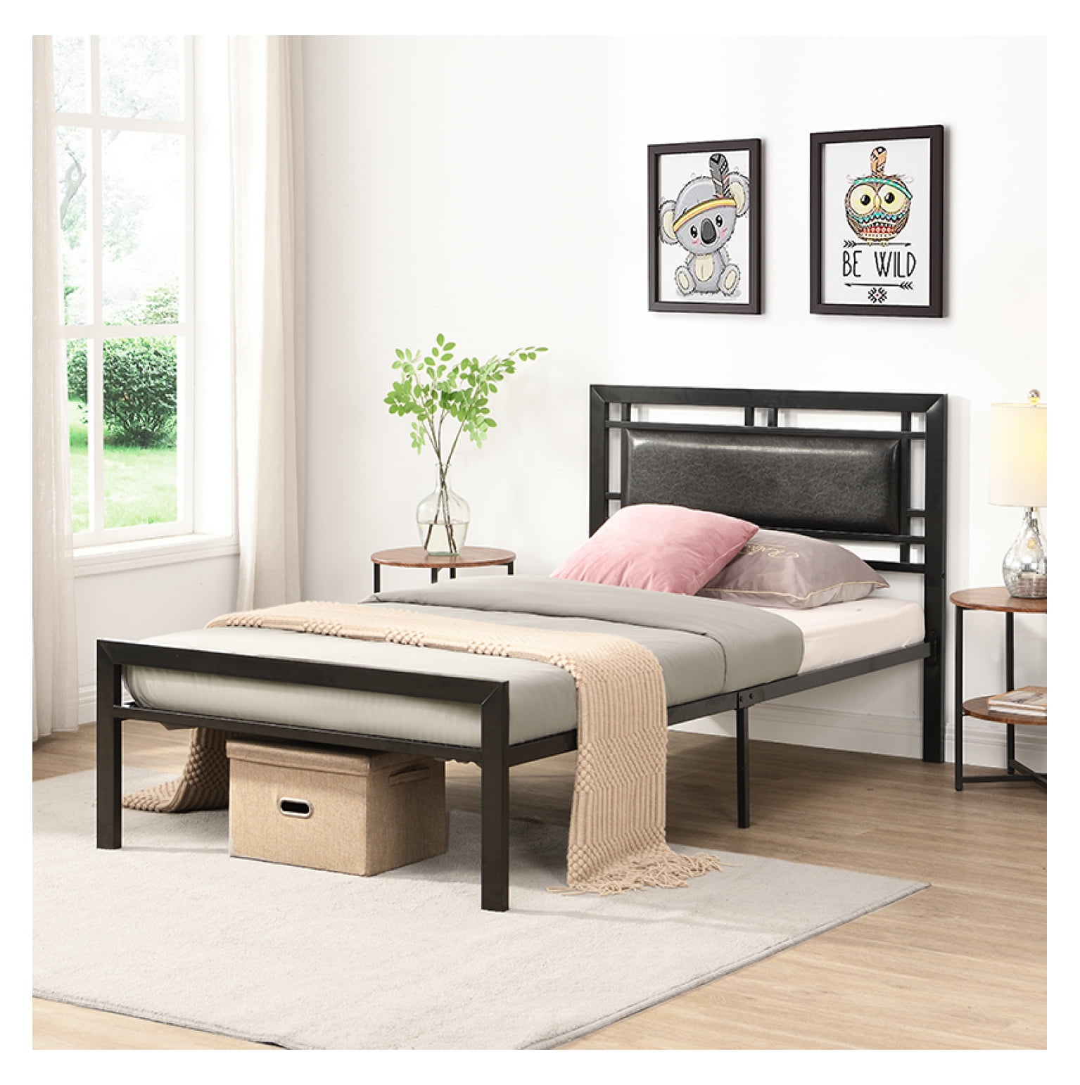 Twin Size metal bed Sturdy System Metal Bed Frame, Modern style and to ...