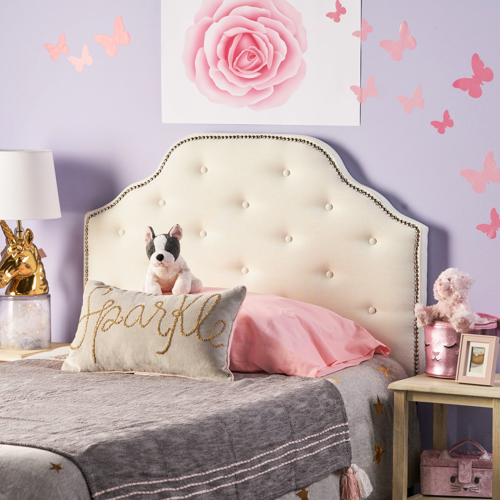 Twin Sized Headboard In With Classy Button Tufting And Nailhead Accents ...