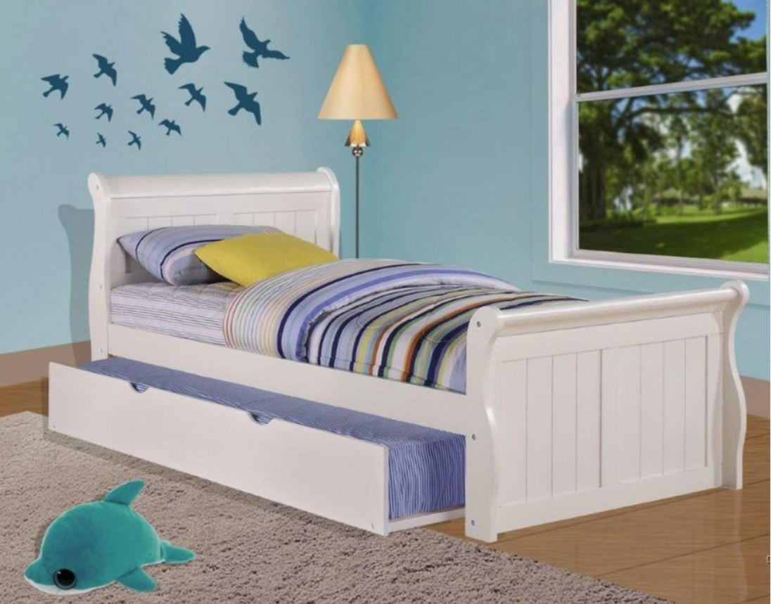 Twin Sleigh Bed with Twin Trundle Bed in White - Walmart.com