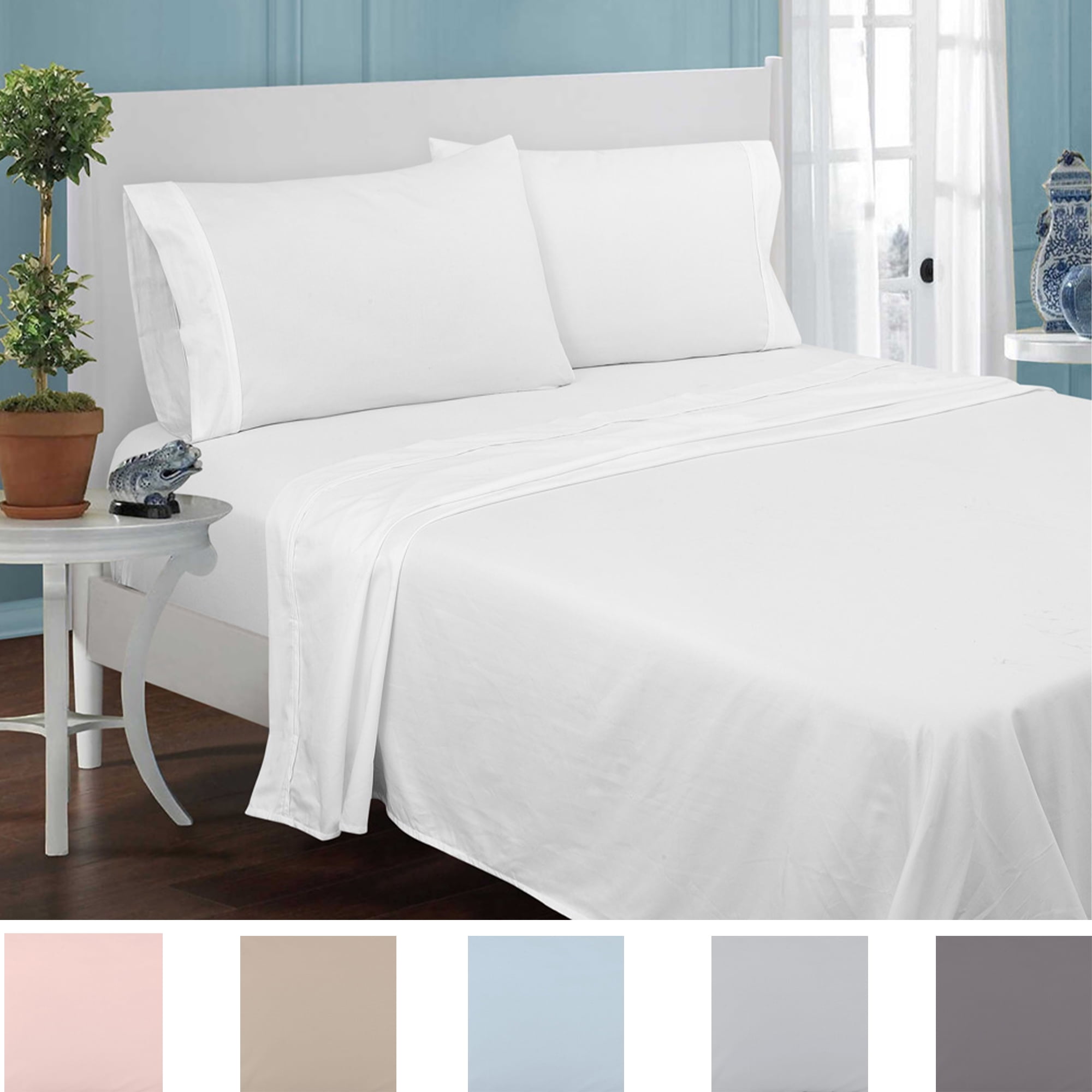 Twin Solid Color Brushed Microfiber 3-Piece Sheet Set, 1800 Luxury ...