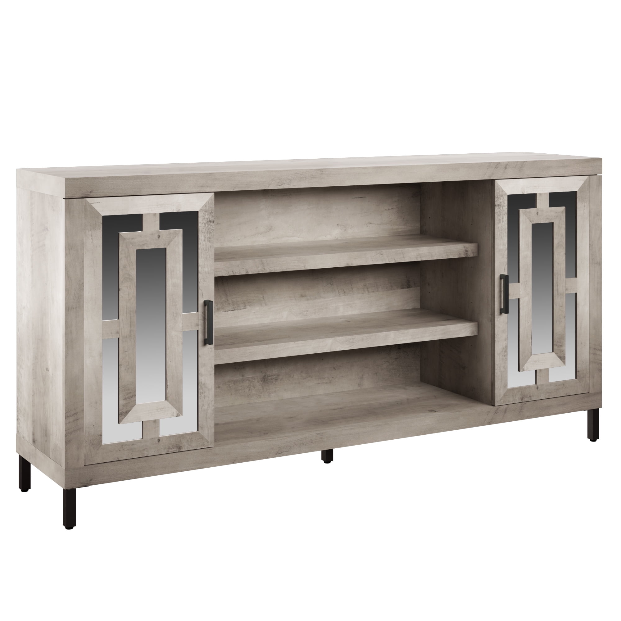 Twin Star Home 68" TV Stand with Mirrored Doors in Valley Pine - Walmart.com