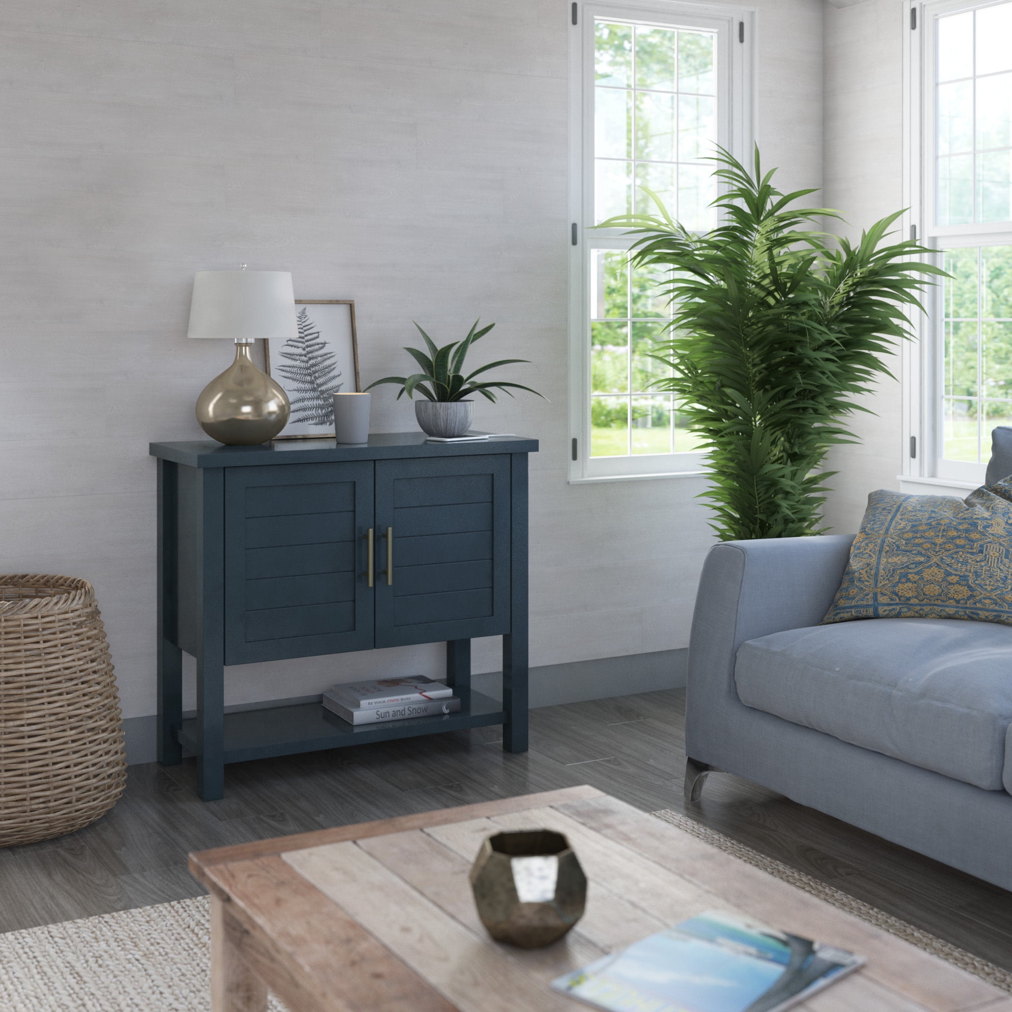 Free Shipping! Twin Star Home Console Table with USB Ports and Louvered ...