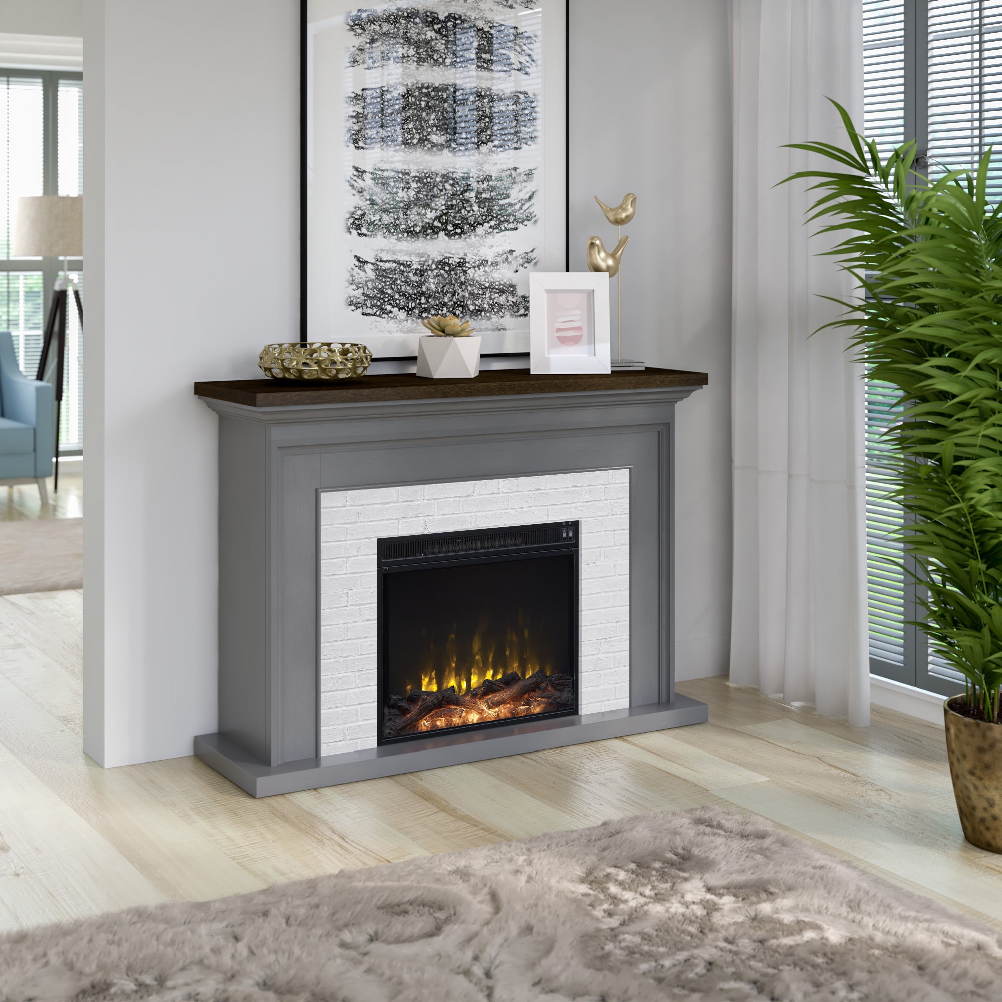 Twin Star Home Farmhouse Wall Mantel - 2Tone Gray - Walmart.com