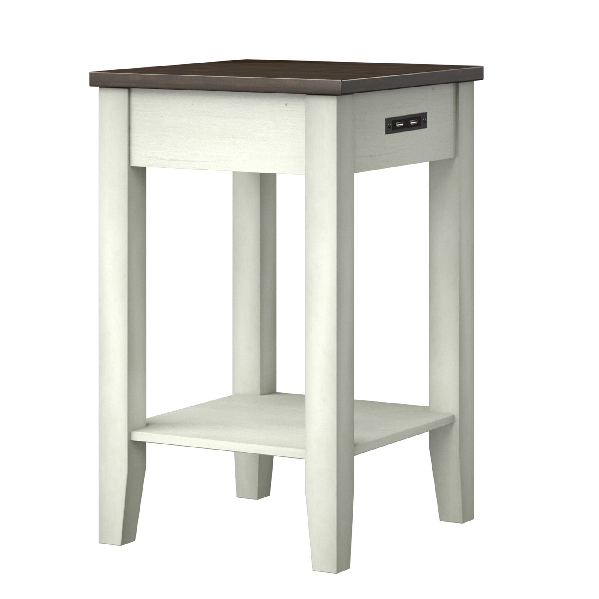 Twin Star Home Modern Farmhouse Two-Tone Side Table with USB Charging ...