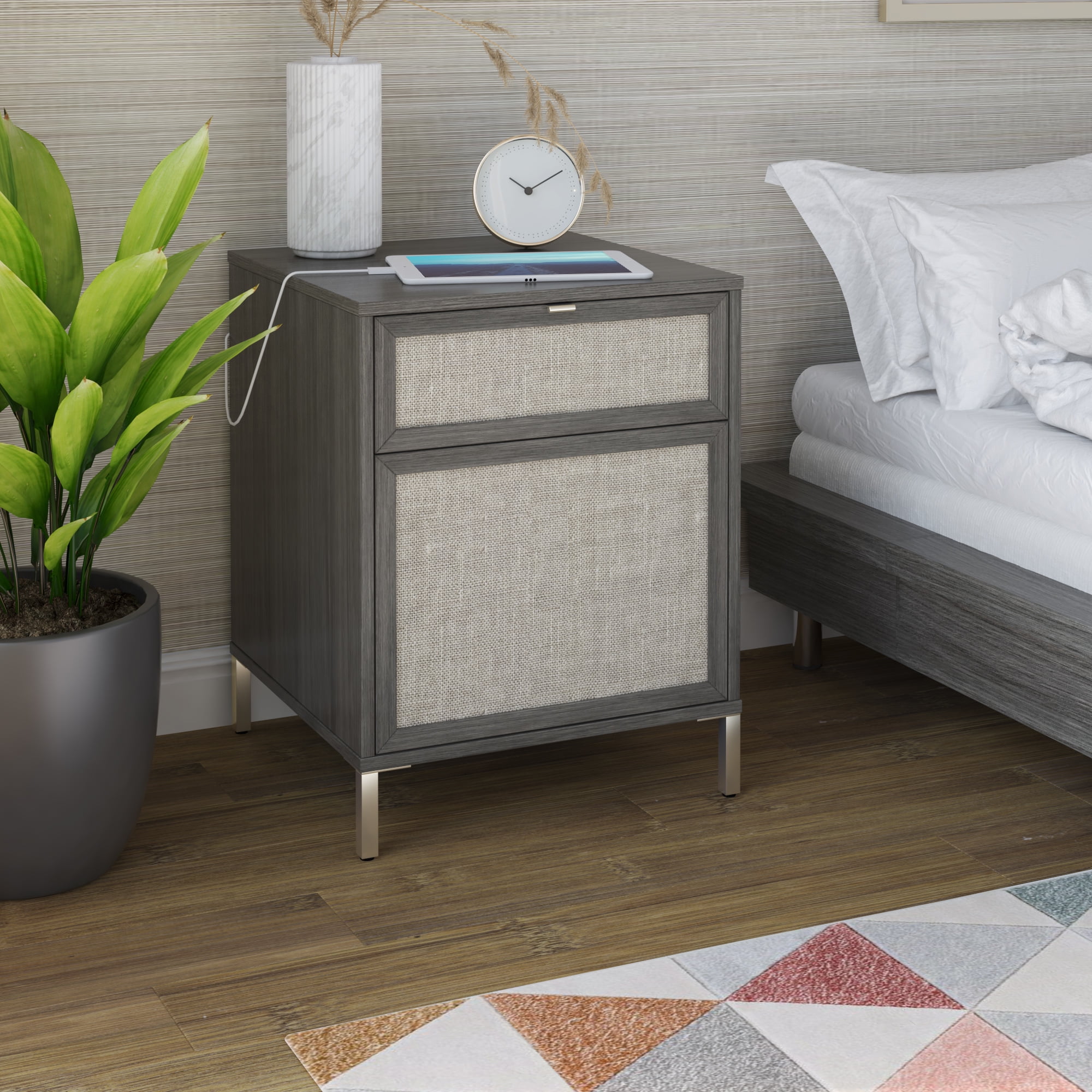 Twin Star Home Night Stand with USB Charging - Walmart.com