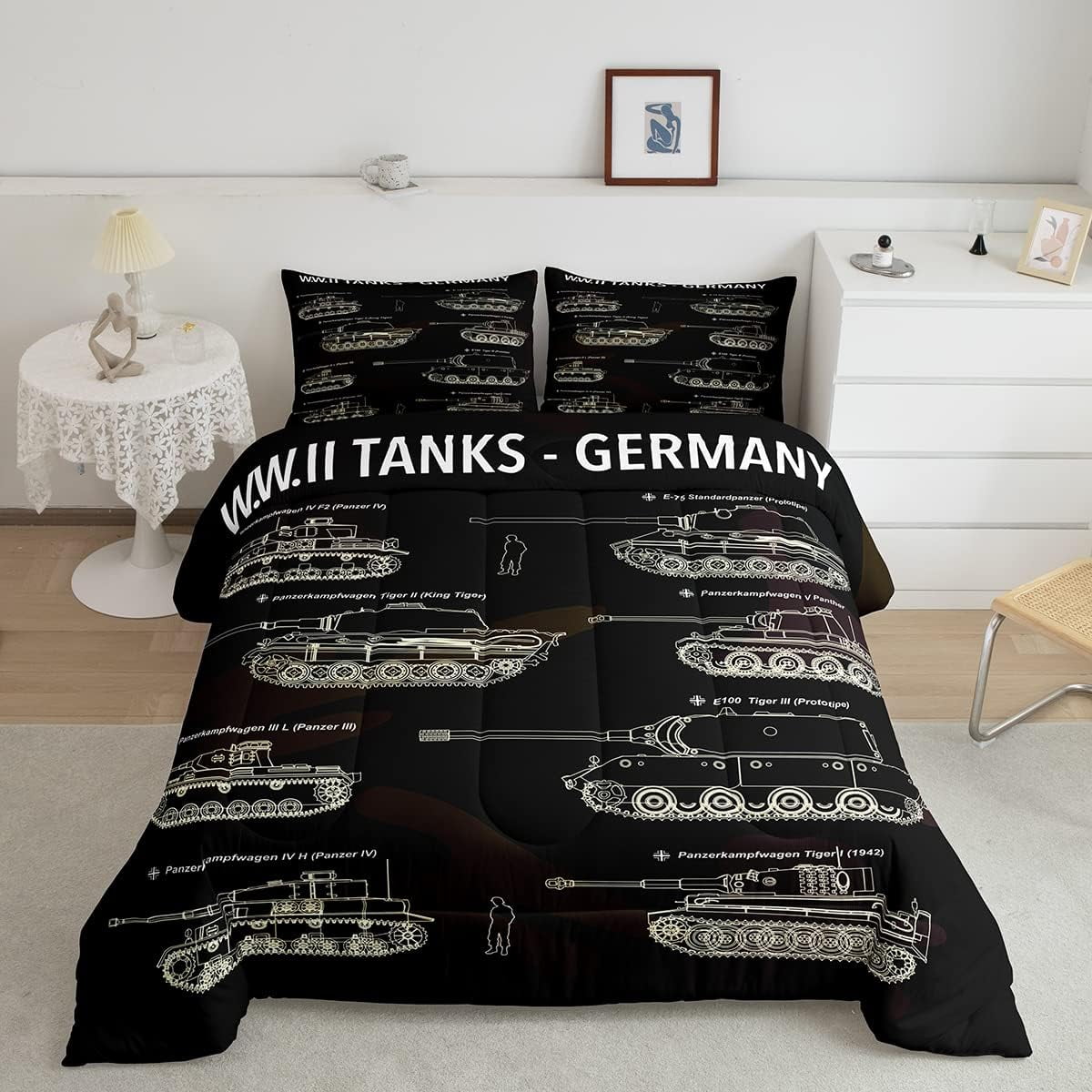 Twin Tank Comforter Set, War Theme Bedding, Soldier Dirt Bike ...