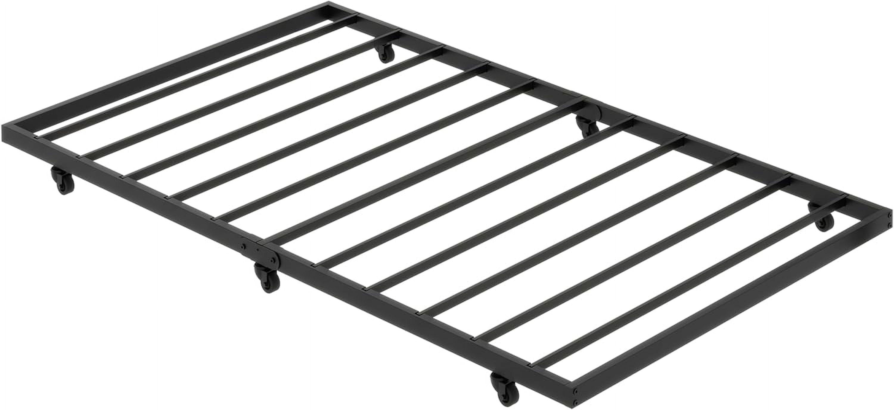 Twin-Trundle-Bed-Frame - Roll Out with Lockable Wheels,Heavy Duty Metal ...