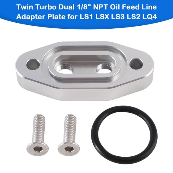 Twin Turbo Dual 1/8" NPT Oil Feed Line Adapter Plate for LS1 LSX LS3 ...
