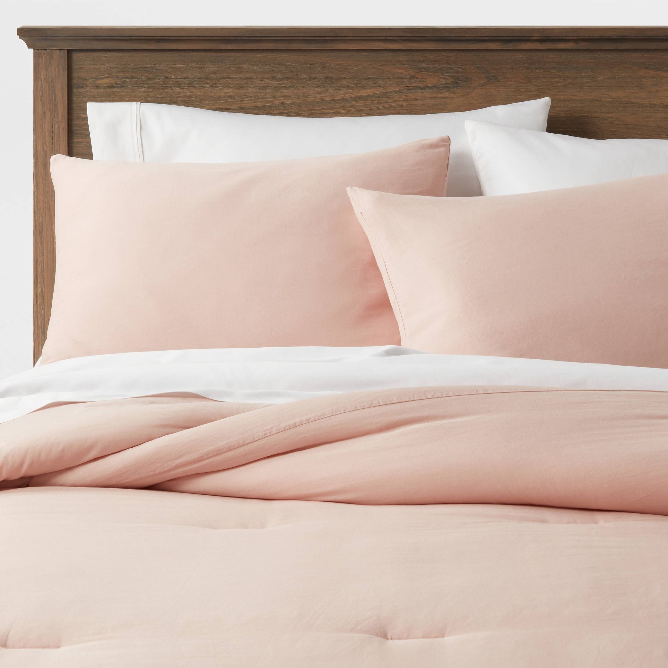 Twin/Twin Extra Long Washed Cotton Sateen Comforter and Sham Set Blush ...
