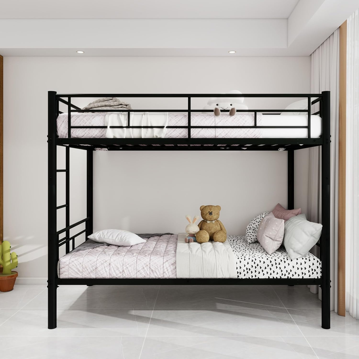 Twin Over Twin Metal Bunk Bed for Juniors, Industrial Twin Bunk Beds ...