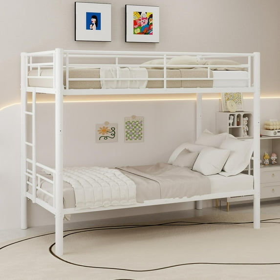 Twin Over Twin Metal Bunk Bed for Kids Boys Girls, Metal Structure ...