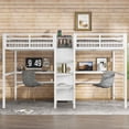 Twin over Twin Metal Loft Bed with Double Desk & Wardrobe, Bunk Bed ...