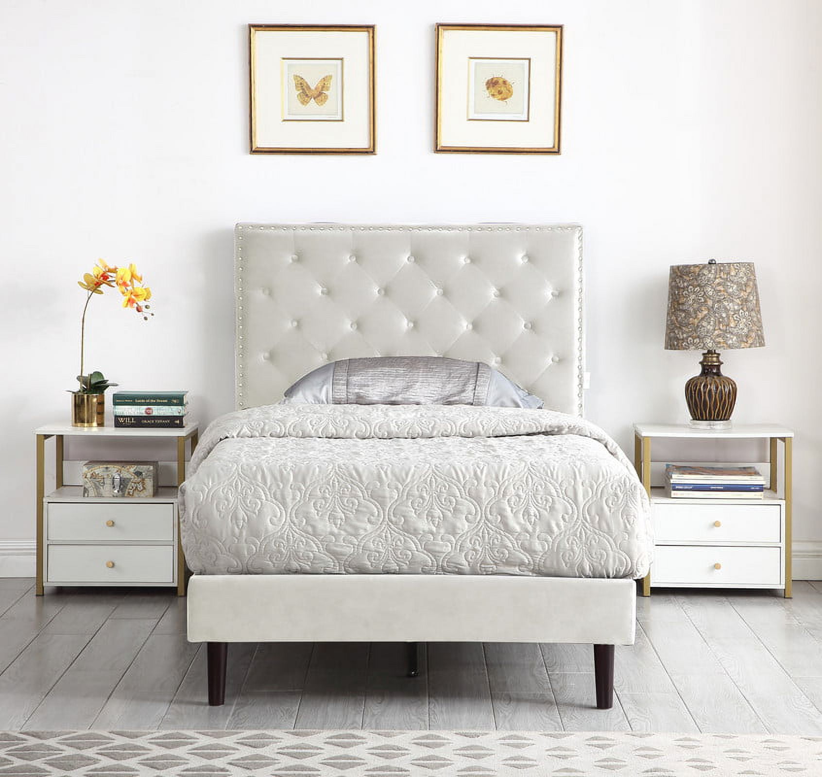 Full Upholstered Platform Bed Frame with 48 Full Upholstered Platform Bed Frame with 48