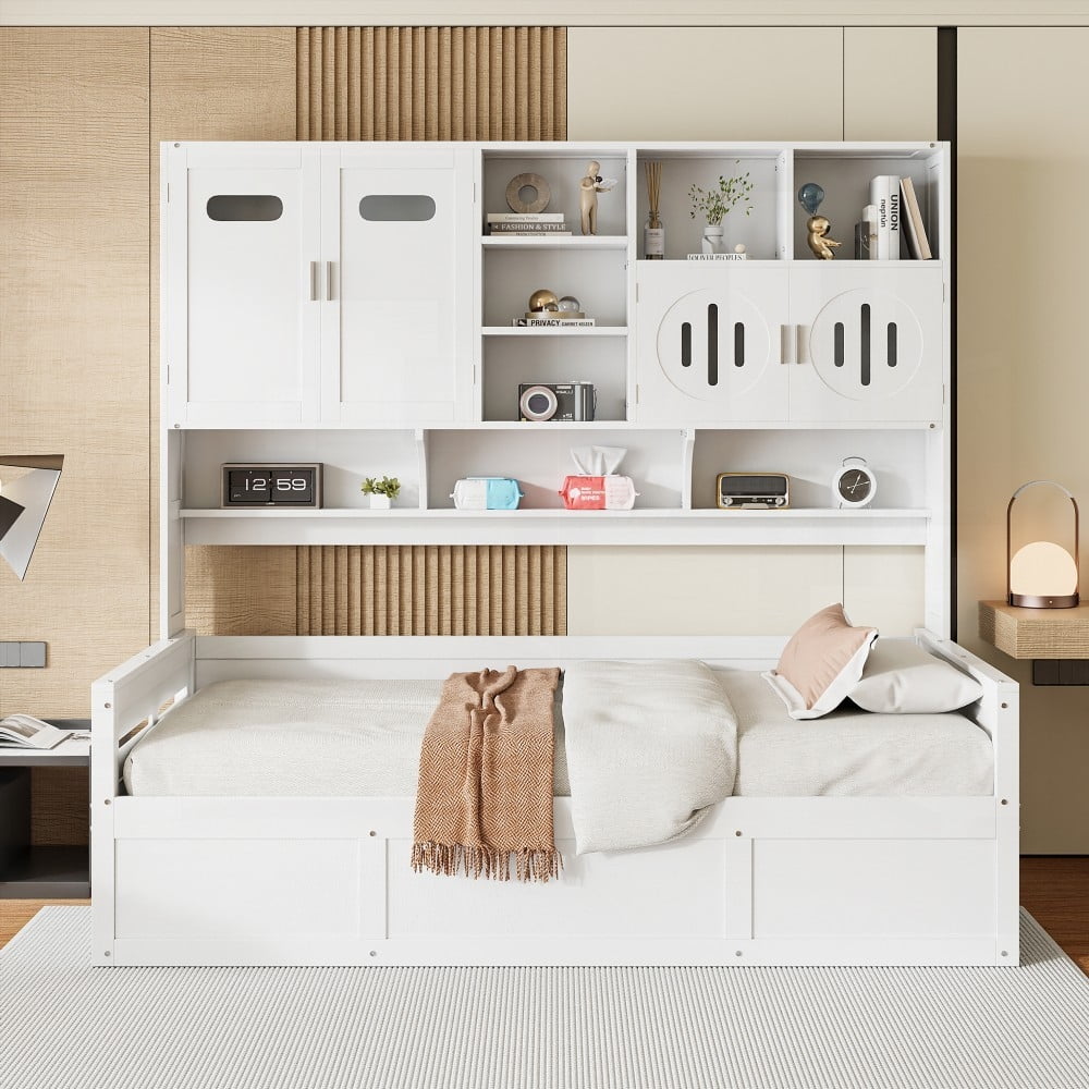 Twin Wooden Daybed Boasting Hydraulic Mechanism & All-In-One Storage ...