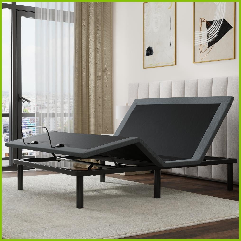 Twin XL Adjustable Bed Base, Black & Grey - Wireless Remote, Tool-Free ...