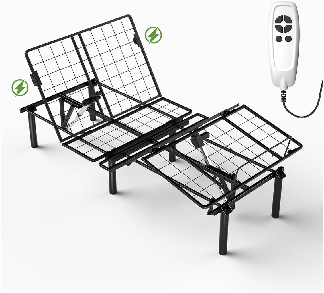 Twin XL Adjustable Bed Base Frame with Dual Motors, Independent Head ...