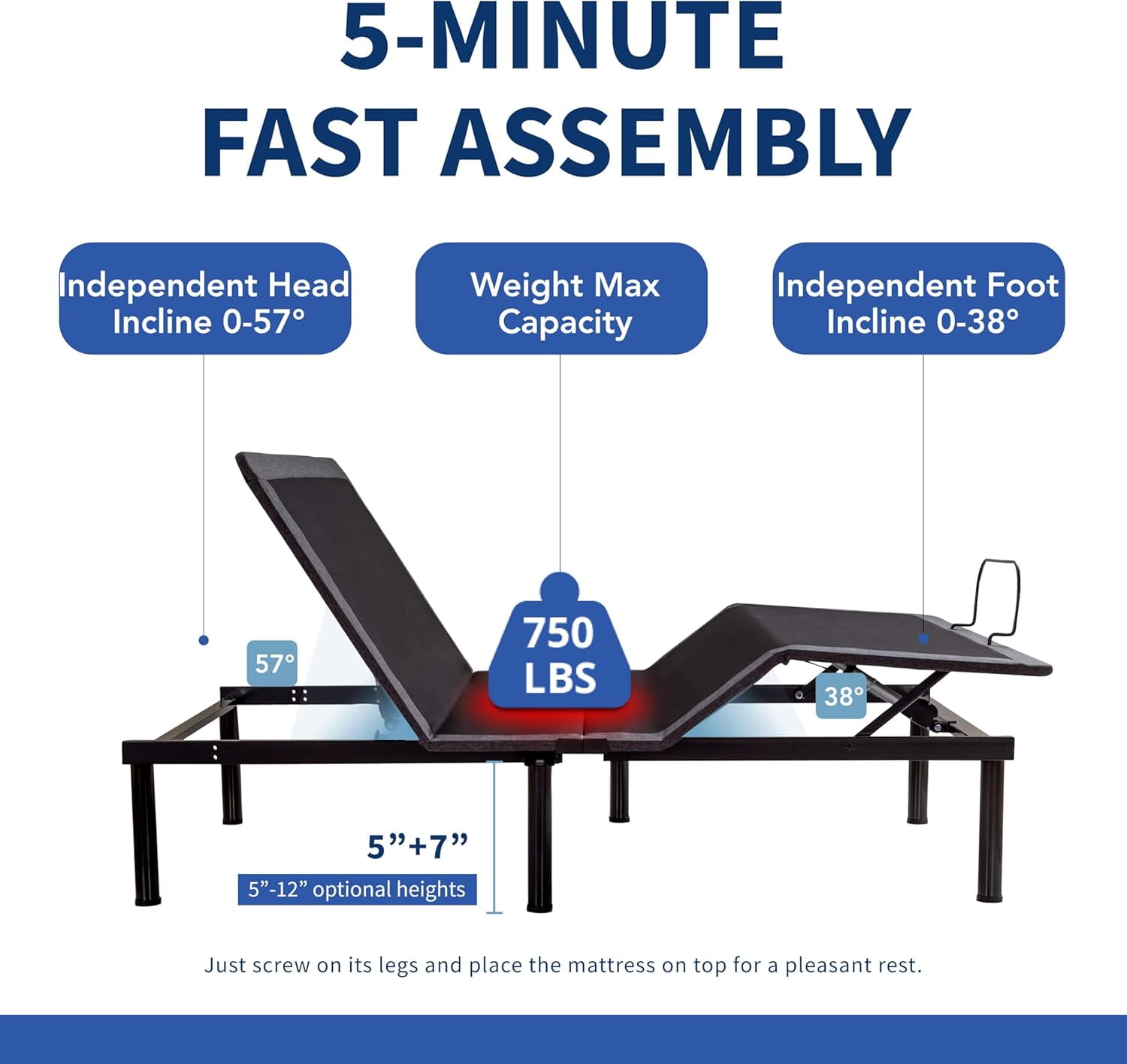 Twin XL Adjustable Bed Base with Massage, Zero Electric Bed Frame ...