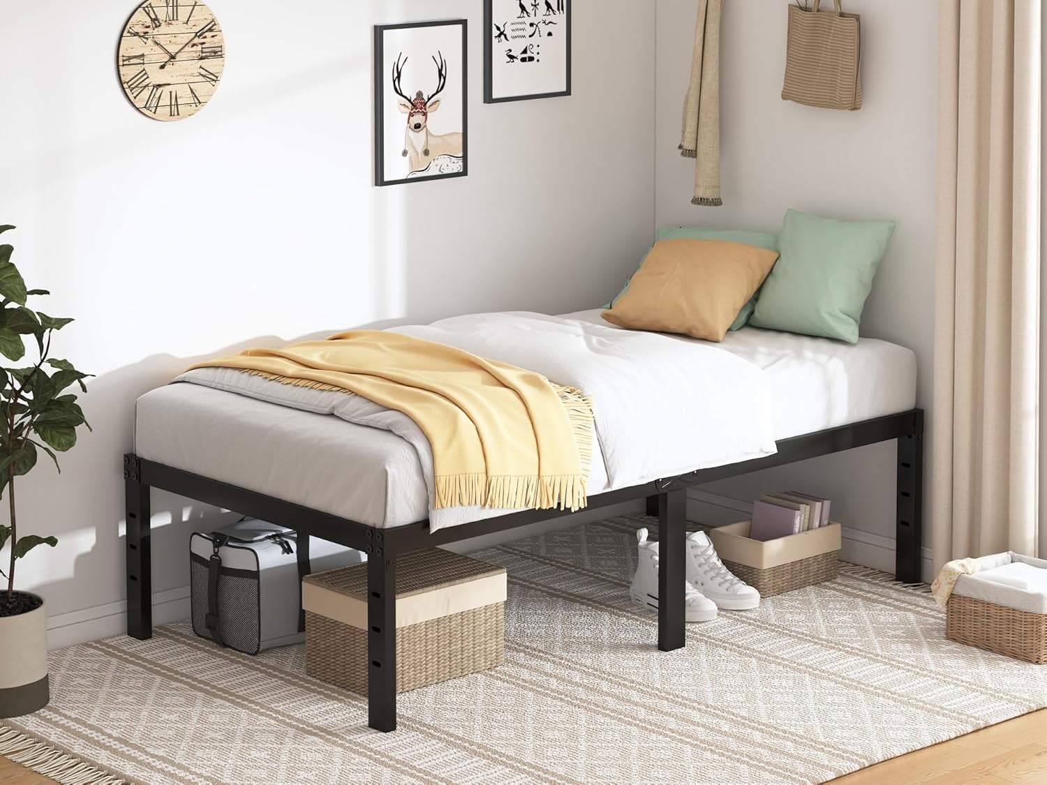 Twin XL Bed Frames - 18 in Sturdy Platform Bed Frame Twin XL, Heavy ...