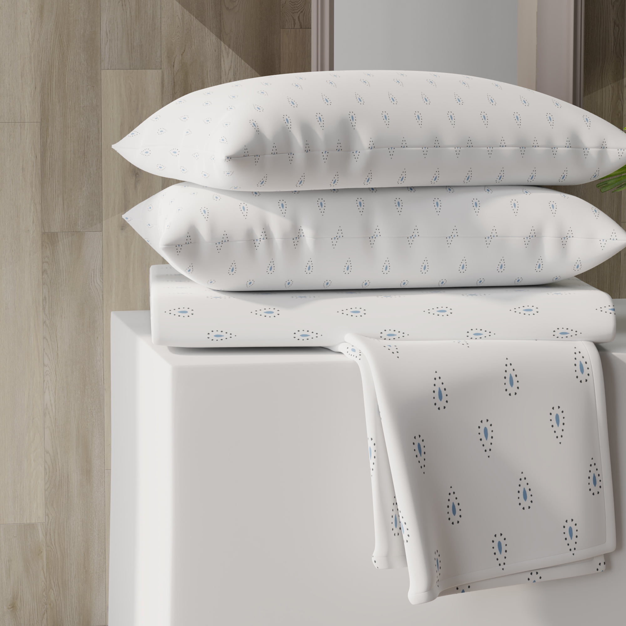 Color Sense Brushed Percale Cotton Blend - 3 Piece Bed Sheet Set - Cool ...