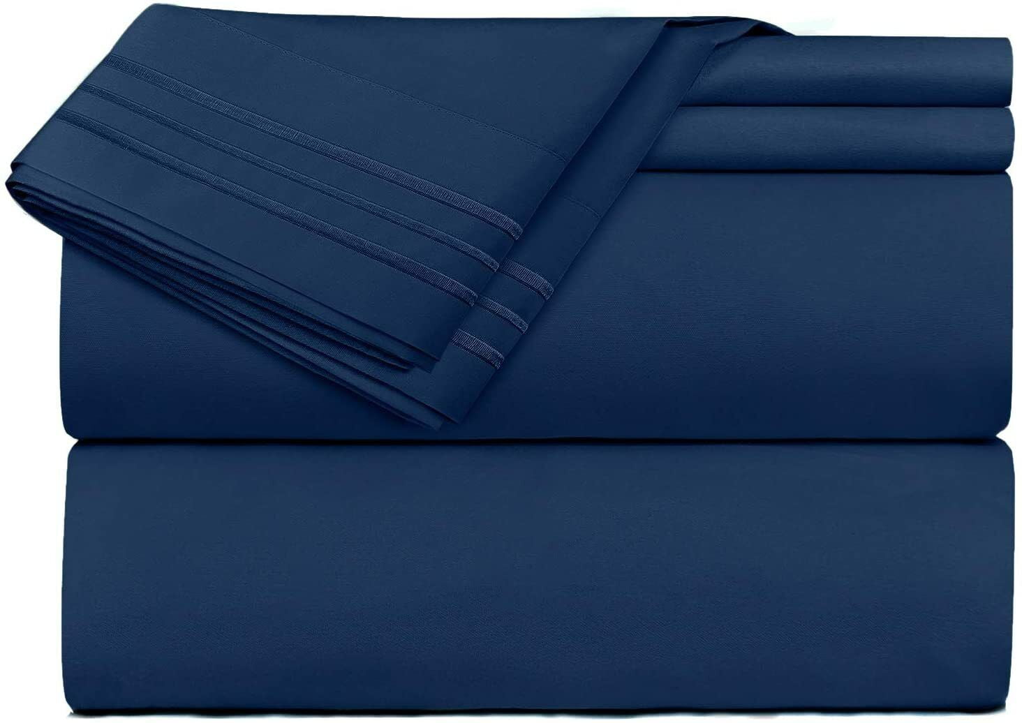 Twin XL Fitted Sheets 2 Pack For Dorm Beds Adjustable Deep Pocket 1800 ...