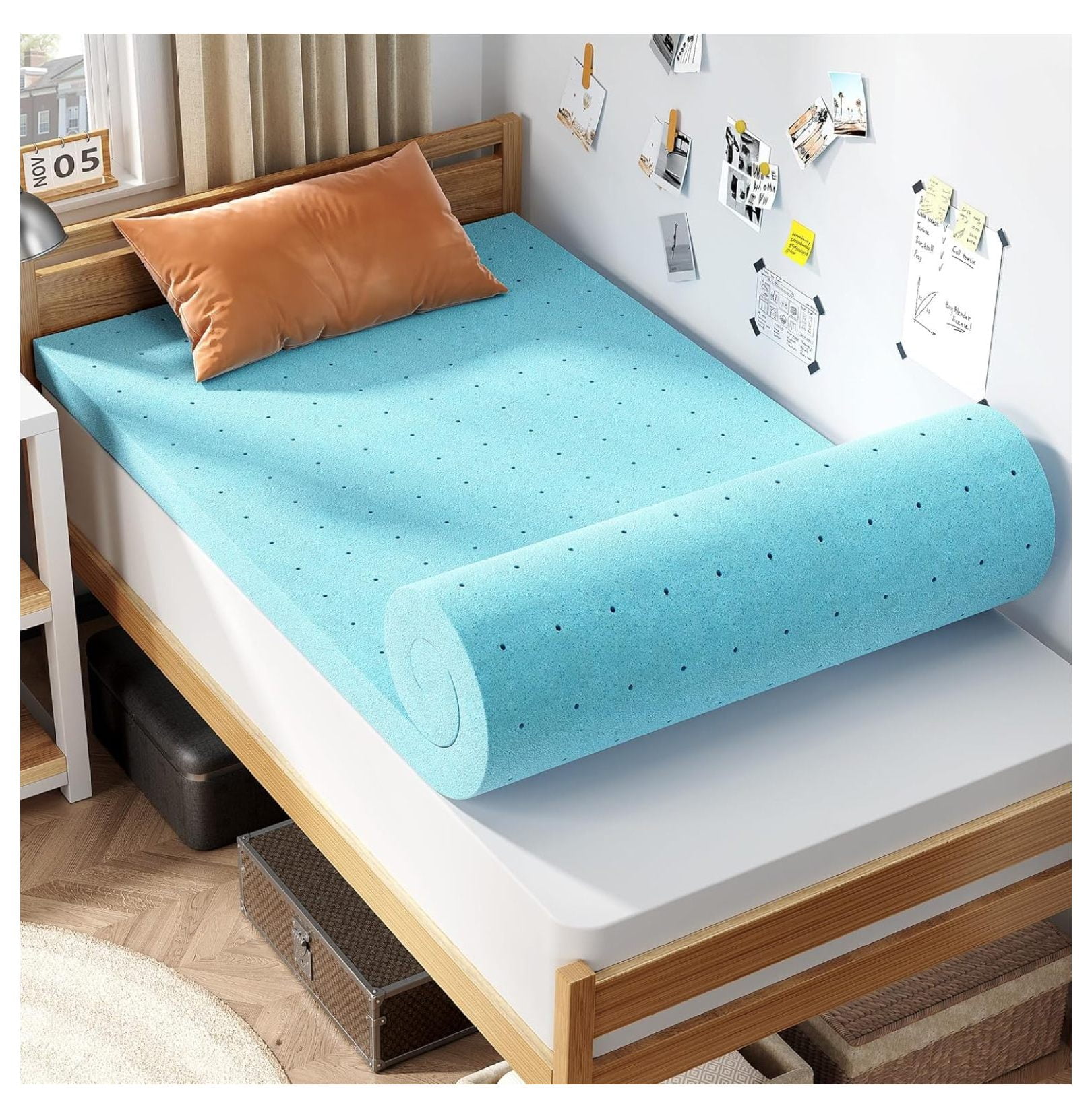 Twin XL Mattress Topper, Collage Dorm Size, Gel-Infused Memory Foam ...