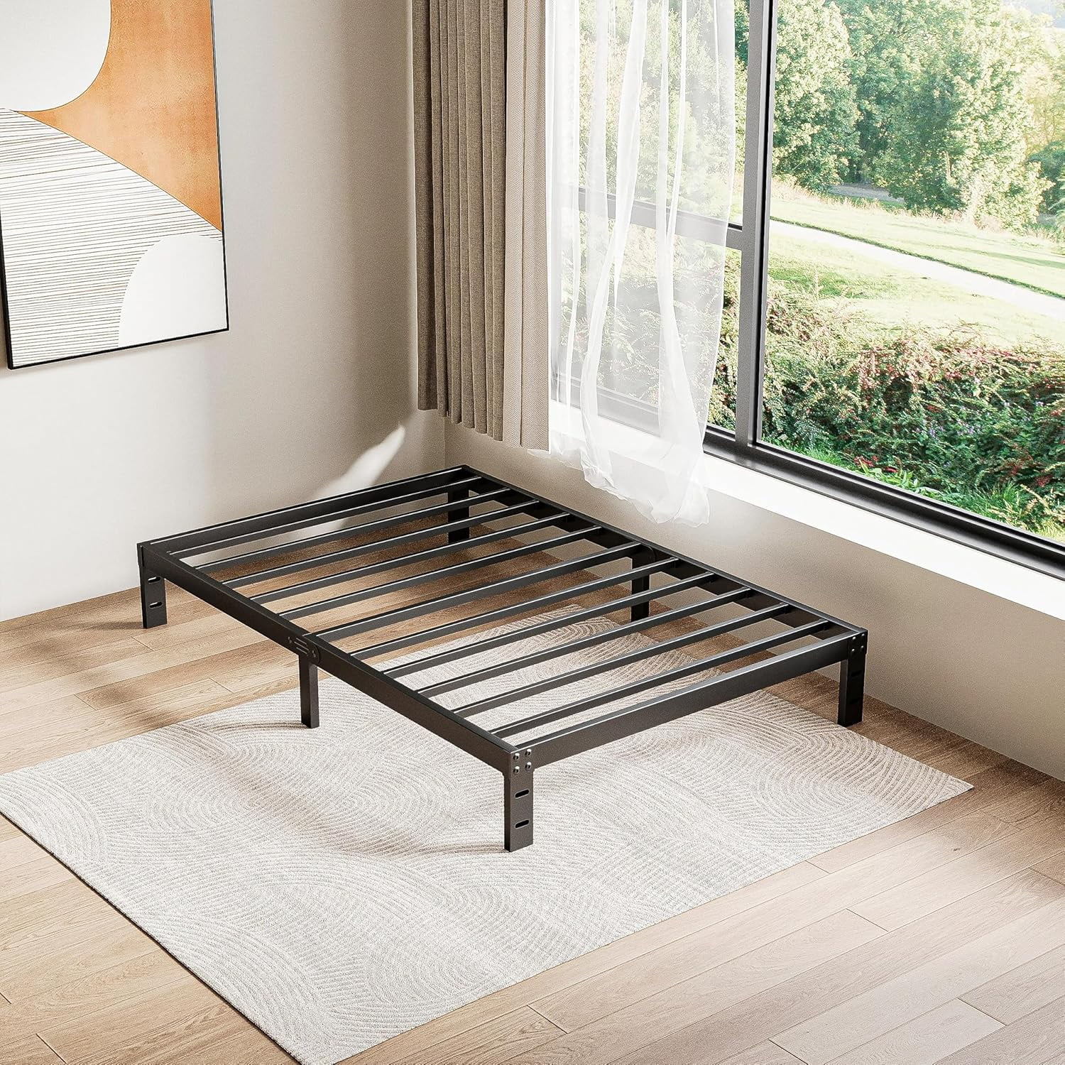 Twin XL Metal Bed Frame, 7-Inch Platform, Heavy Duty Low Profile, No ...