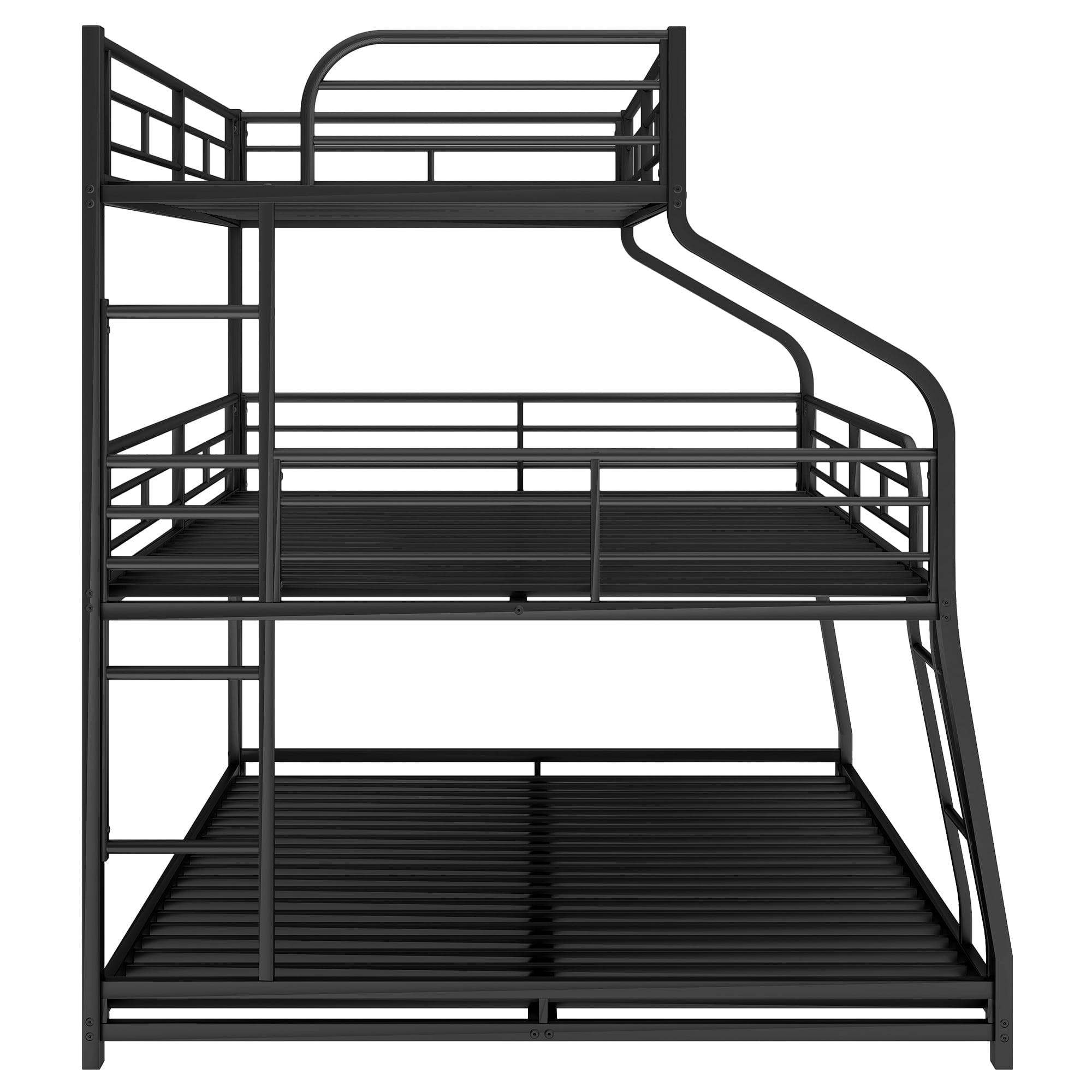 Twin XL Over Full XL Over Queen Triple Bunk Bed With Long Short Ladders ...