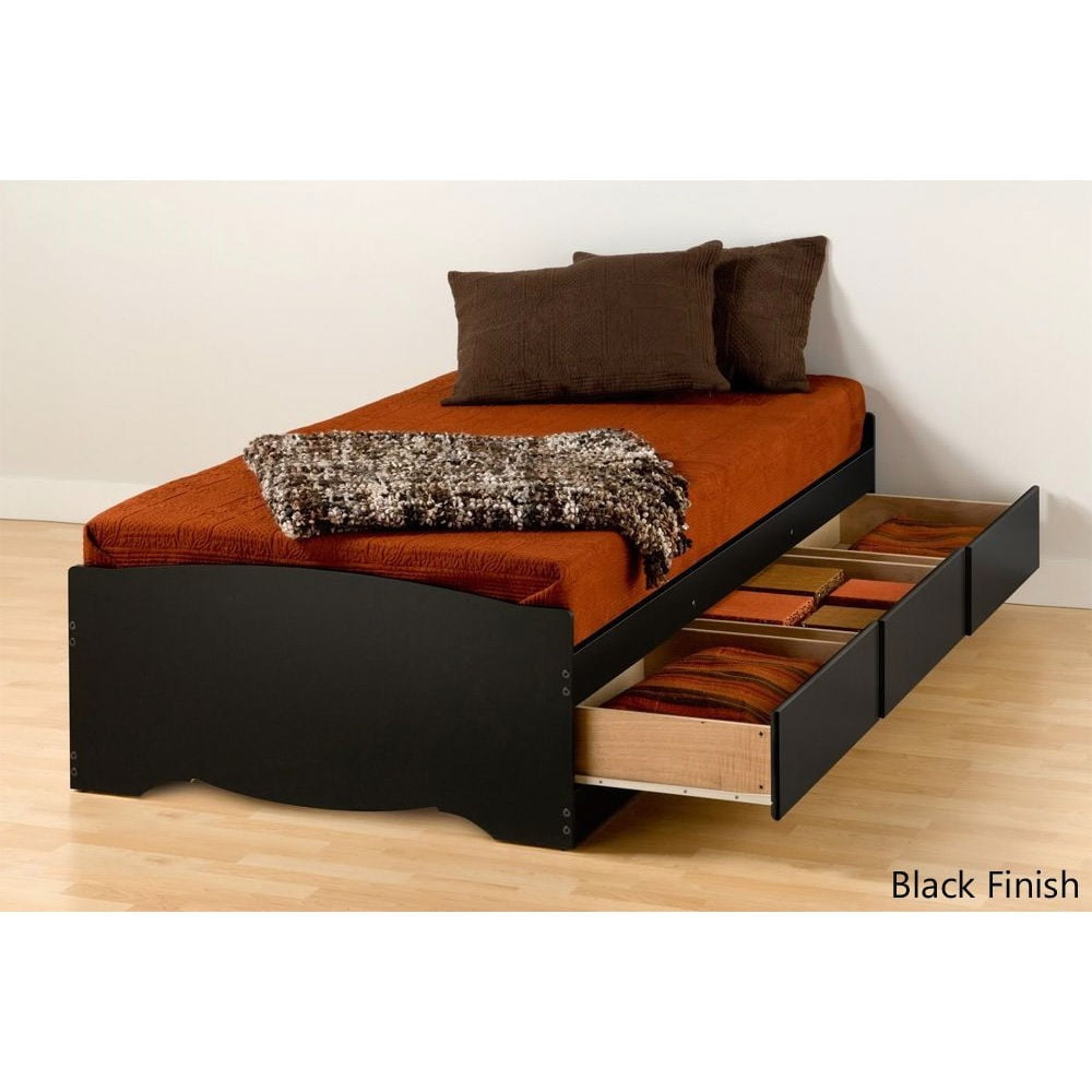 Twin XL Platform Bed Frame with 3 Storage Drawers in Black - Walmart.com