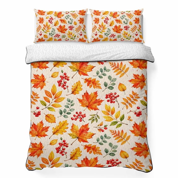Twin Quilt Bedding Set Farm Mushroom Leaf Flower Lightweight Summer ...