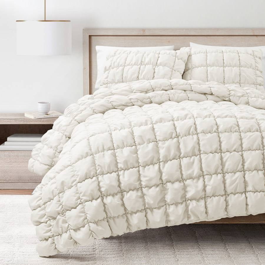 Twin/XL Soft Lightweight Puff Textured 2-Piece Comforter Set in Off ...