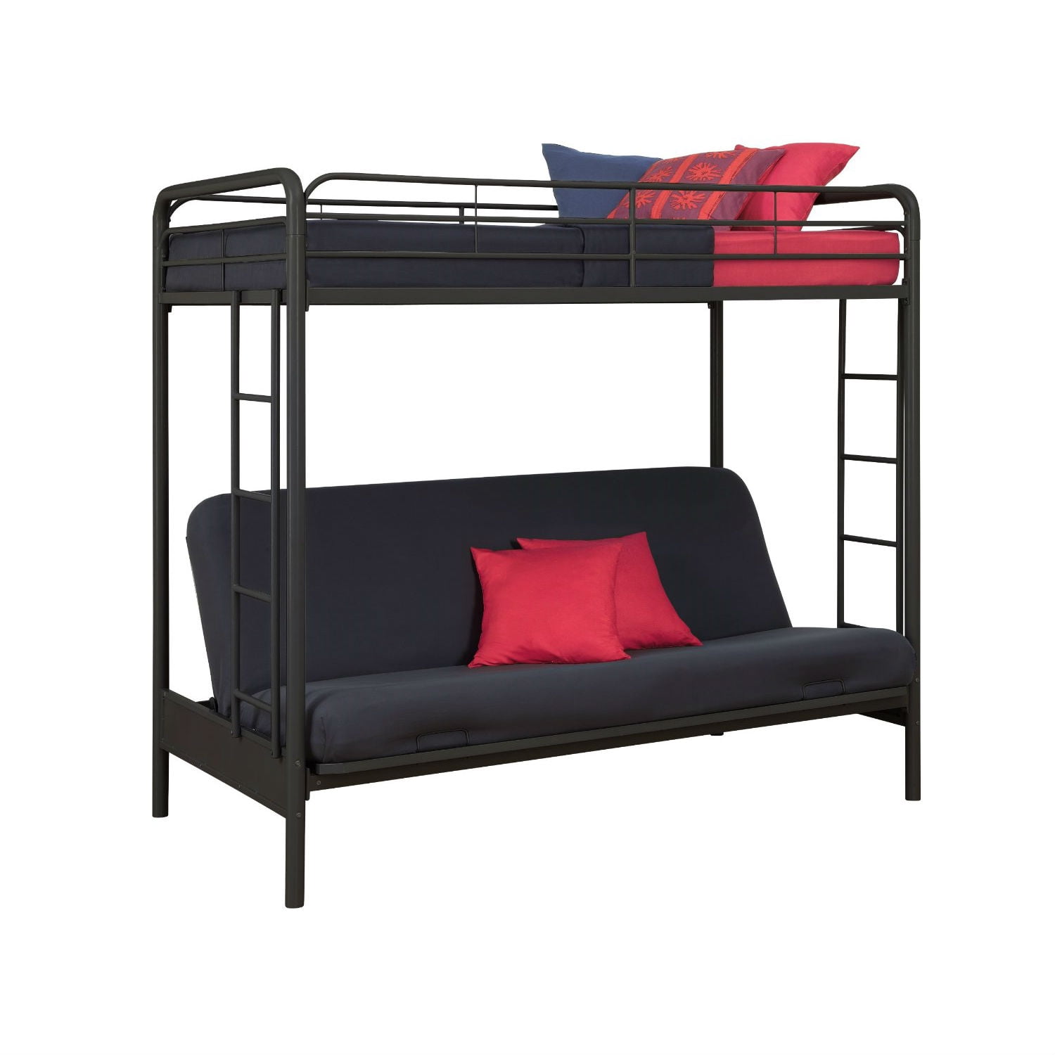 Twin over Full Futon Bunk Bed Sleeper Sofa in Black Metal - Walmart.com