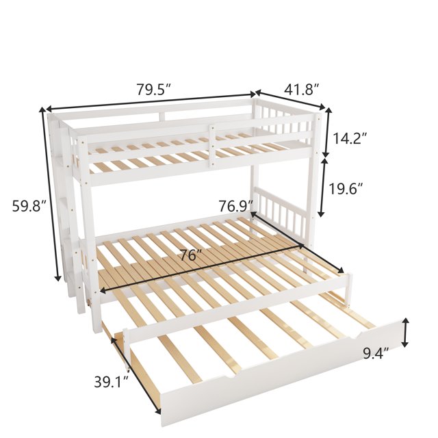 Twin over Pull-out Bunk Bed White - Walmart.com
