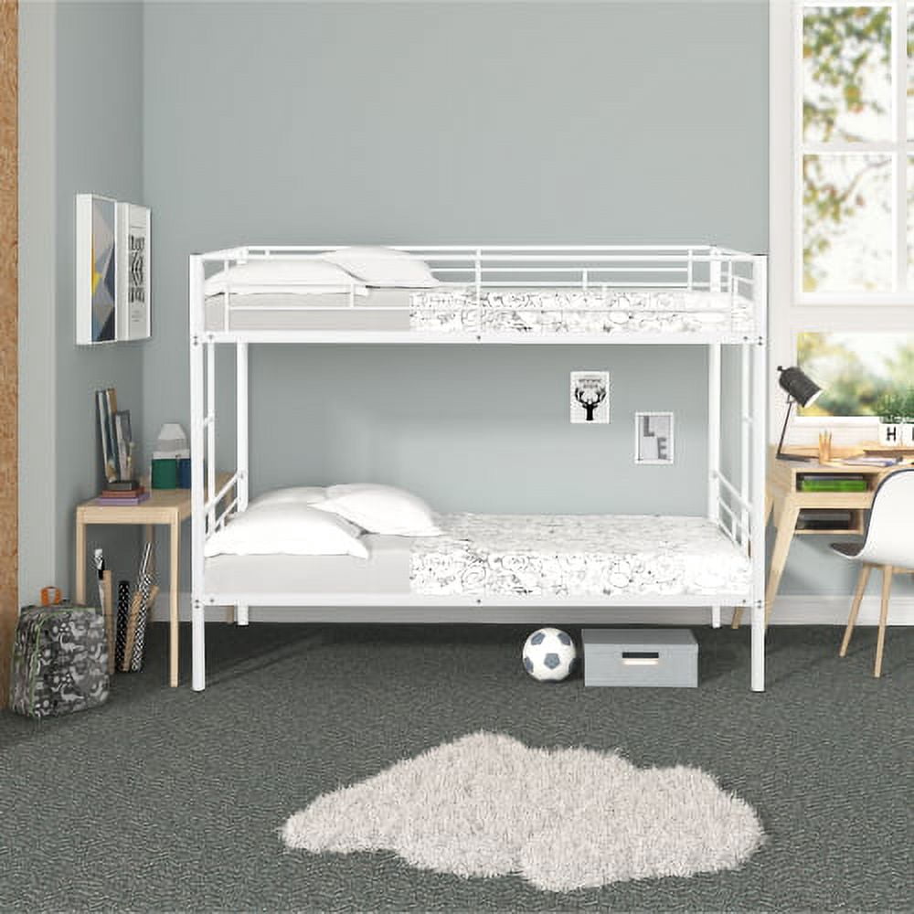 Twin over Twin Metal Bunk Bed Frame, Platform Bed with Full Length ...