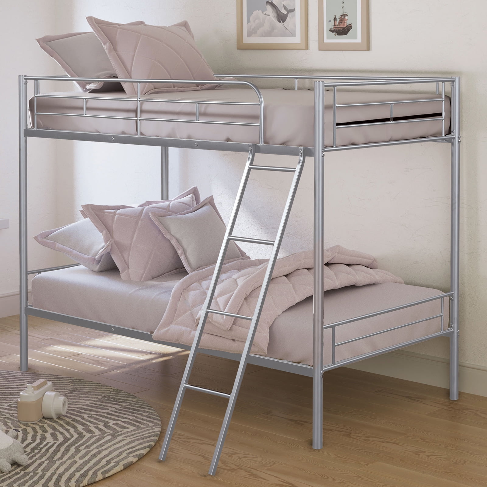 Twin-over-Twin Metal Bunk Bed – Industrial-Strength Frame – Angled ...