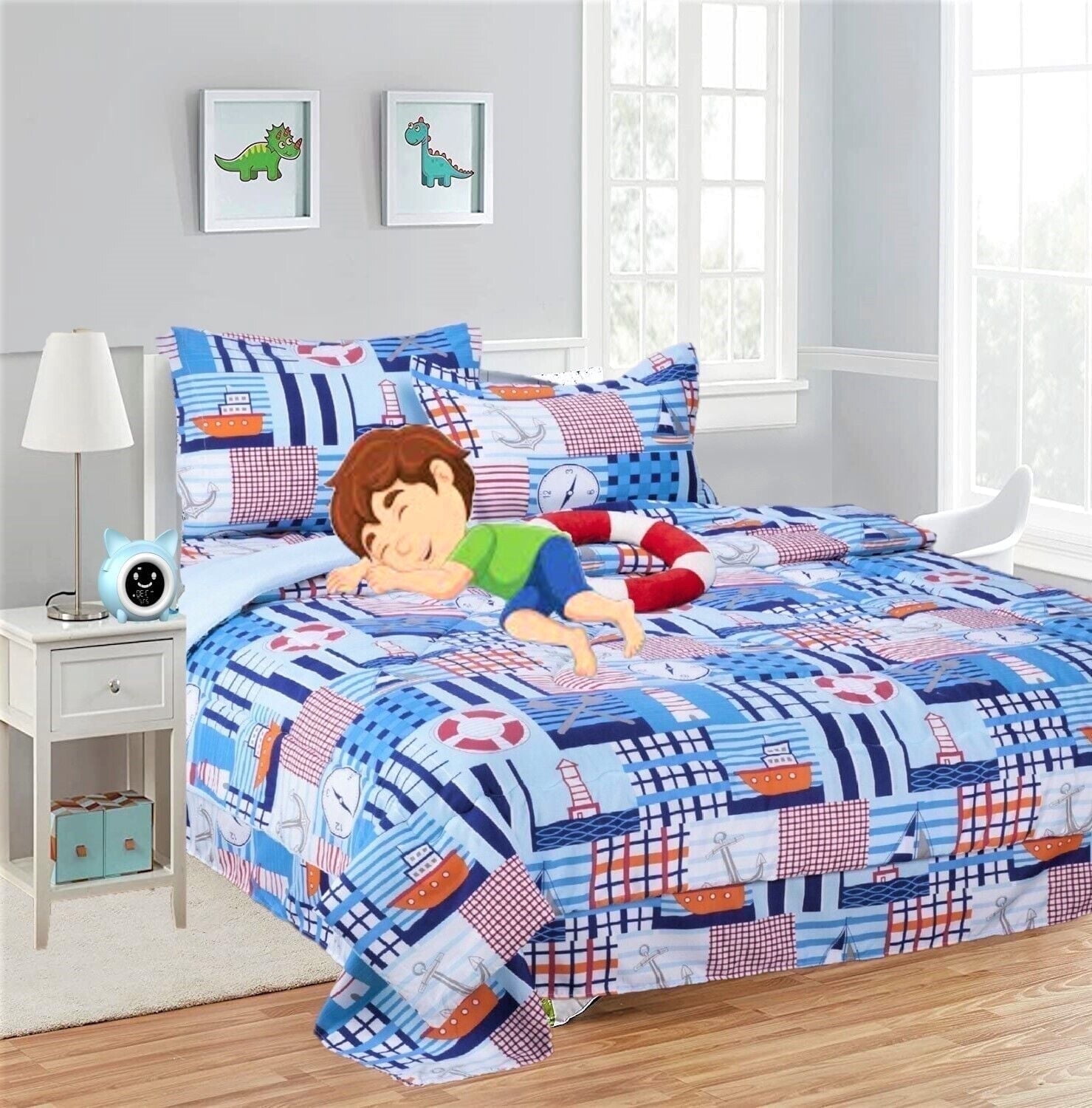 Twin size sailor bedding cover bed in bag comforter, sheet set, pillow ...
