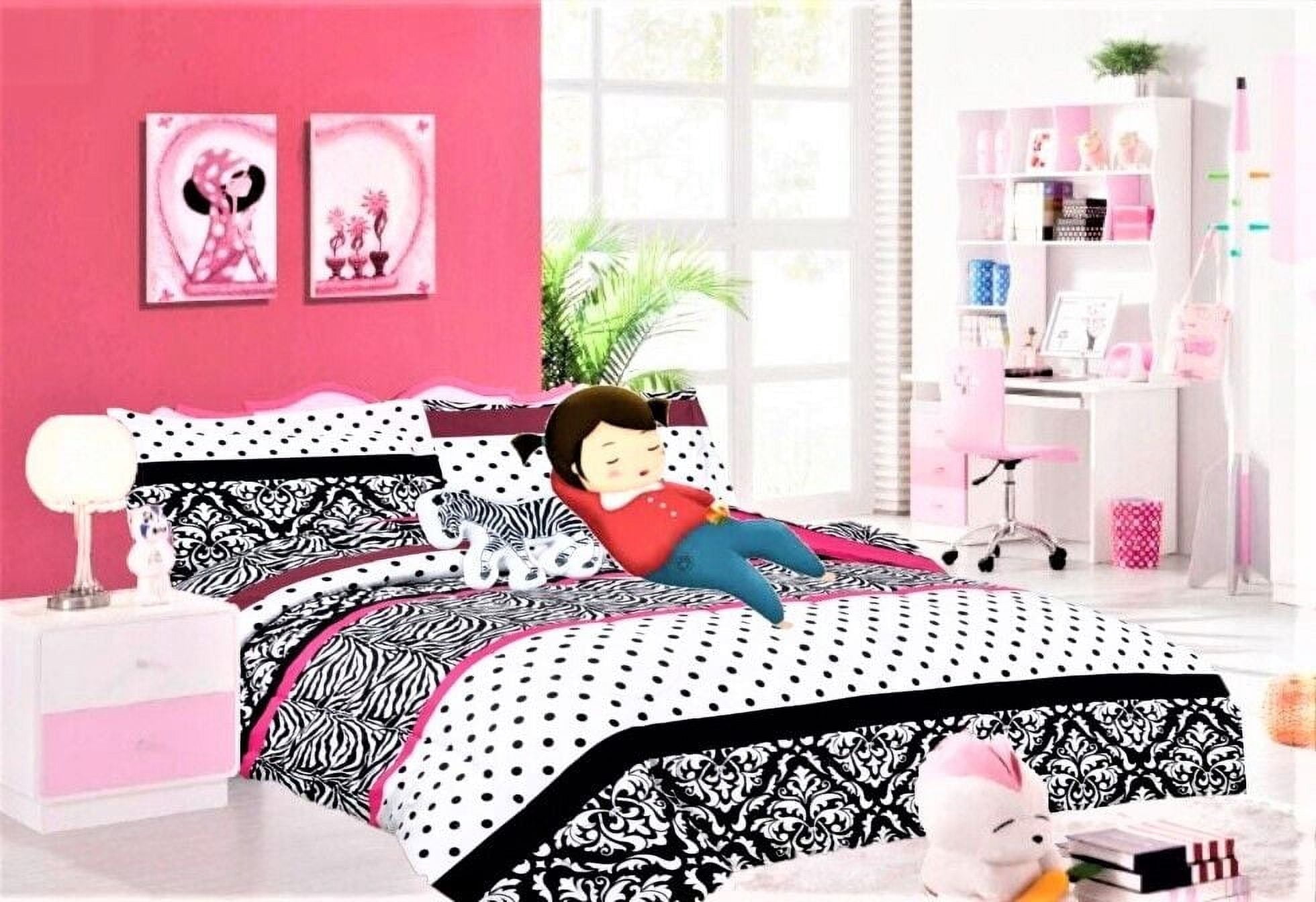 Twin size zebra pink bedding cover bed in bag comforter , sheet set ...