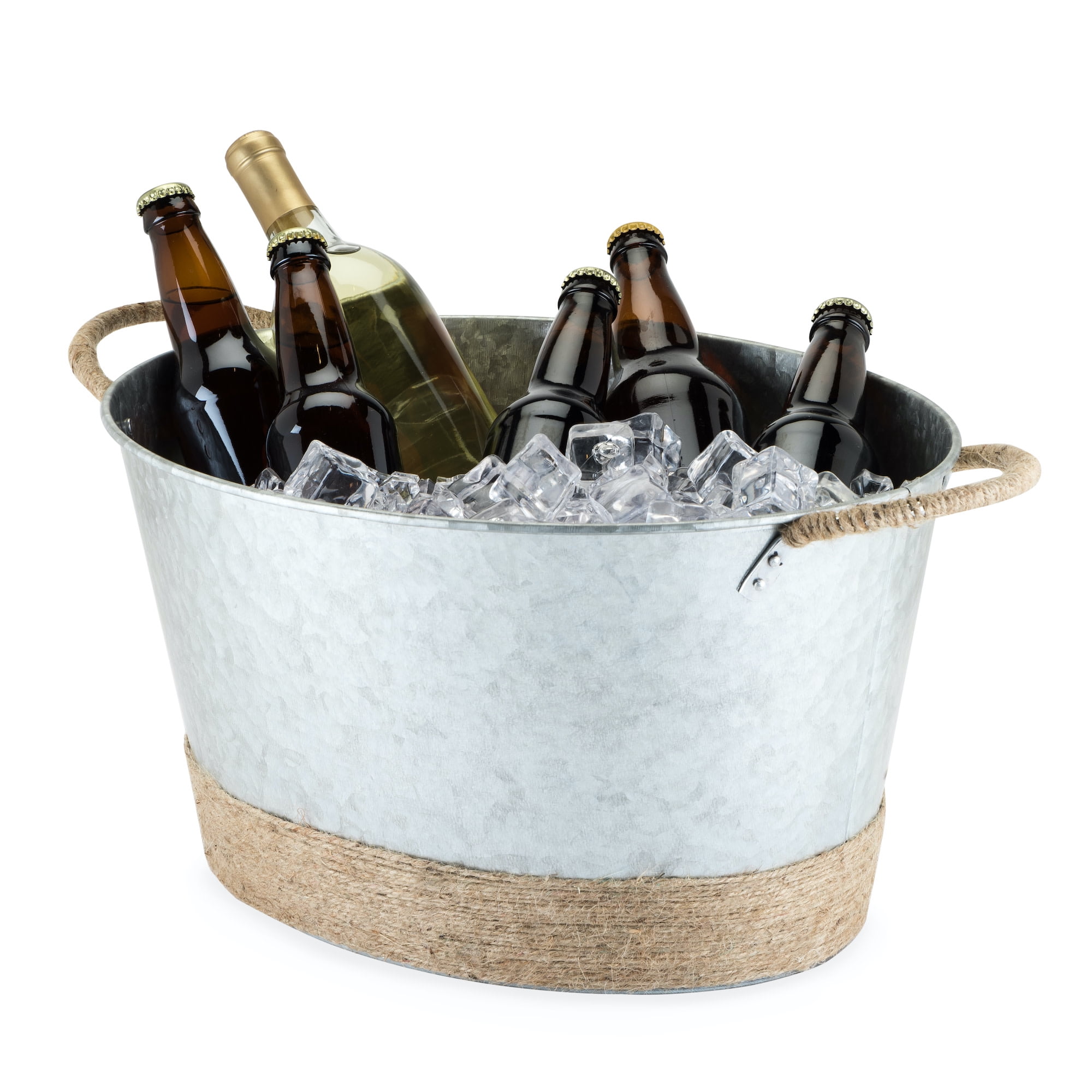 Twine Farmhouse Galvanized Ice Bucket, Beverage Tub for Outdoor Party ...