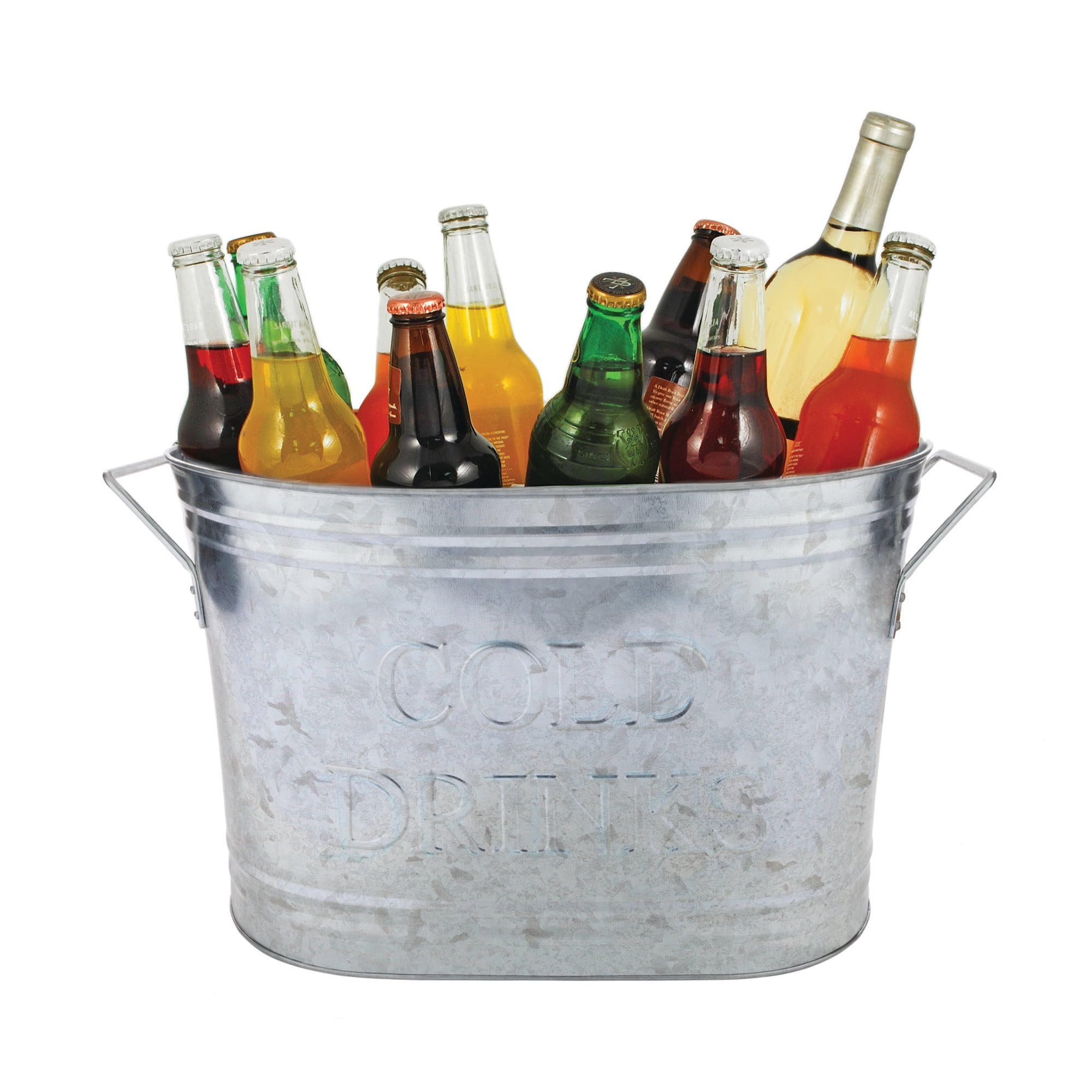 Twine Galvanized Metal Bucket, Cooler Beverage and Drink Tub for BBQ ...