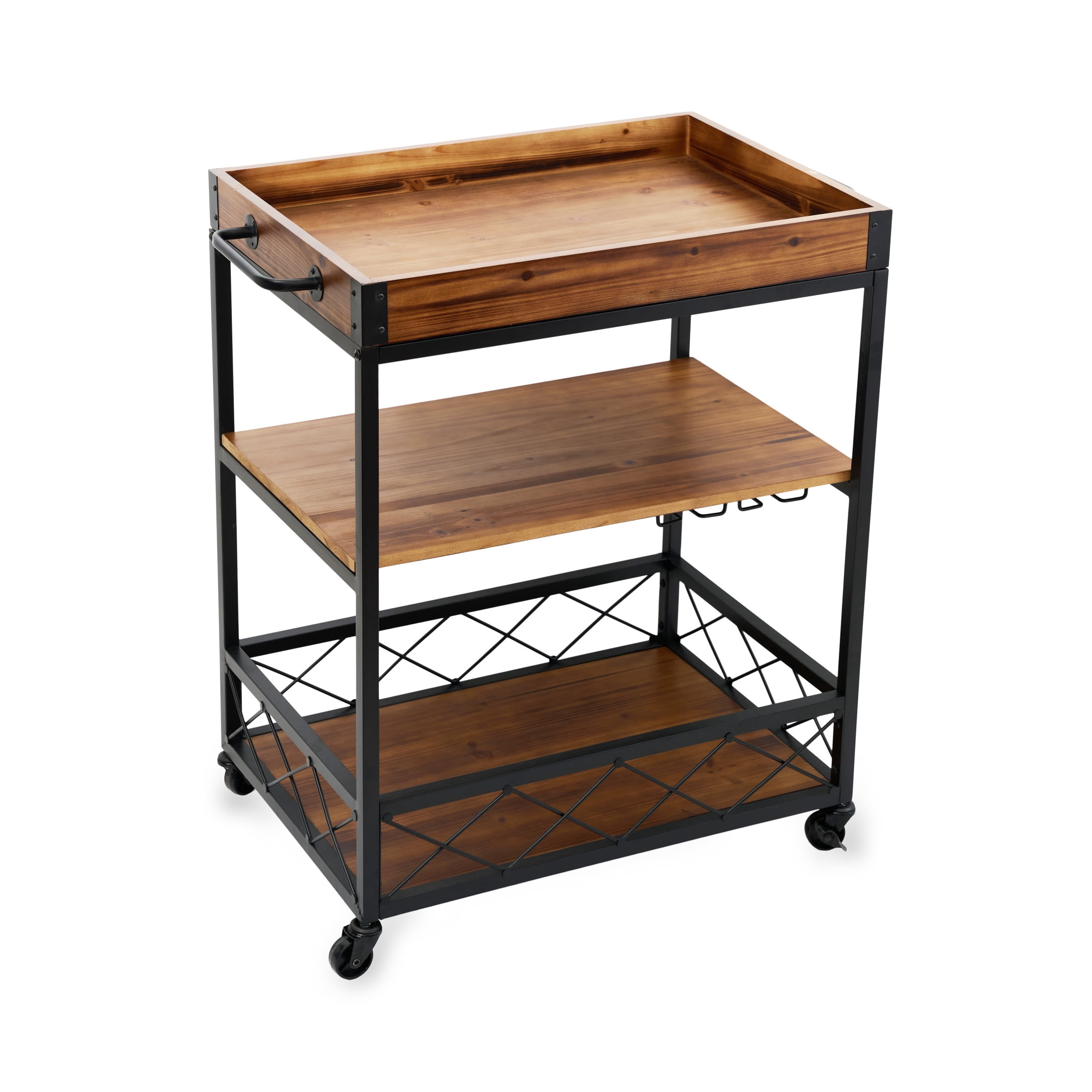 Twine Modern Manor Bar Cart, Portable Bar with Removable Tray, Serving ...