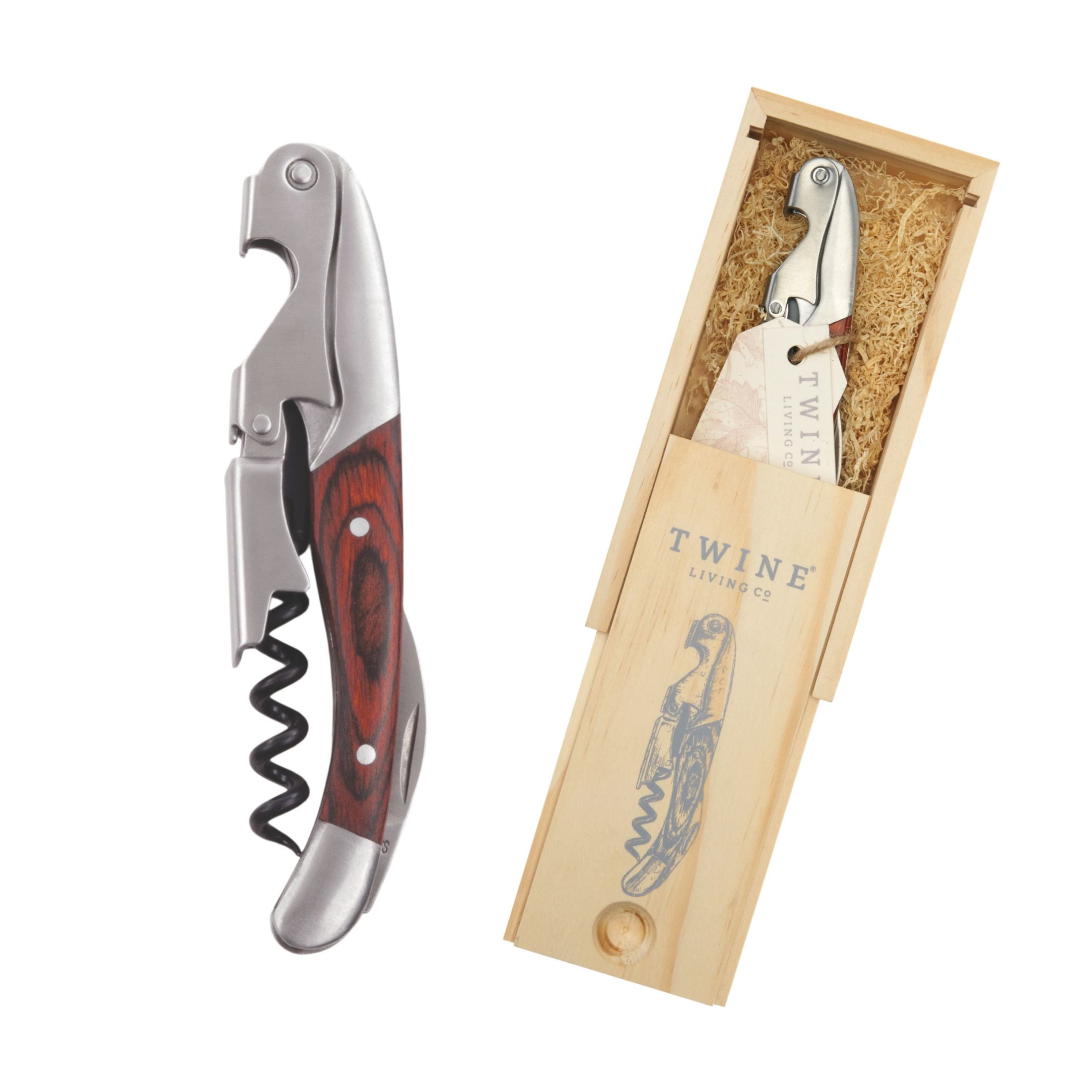 Twine Wood Handle Corkscrew Wine Opener with Gift Box, Party, Wedding ...