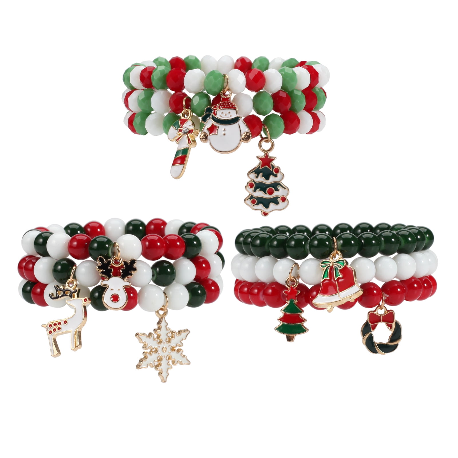 Twinfree 3 sets Christmas Bracelets for Women Girls Bell Snowflake ...