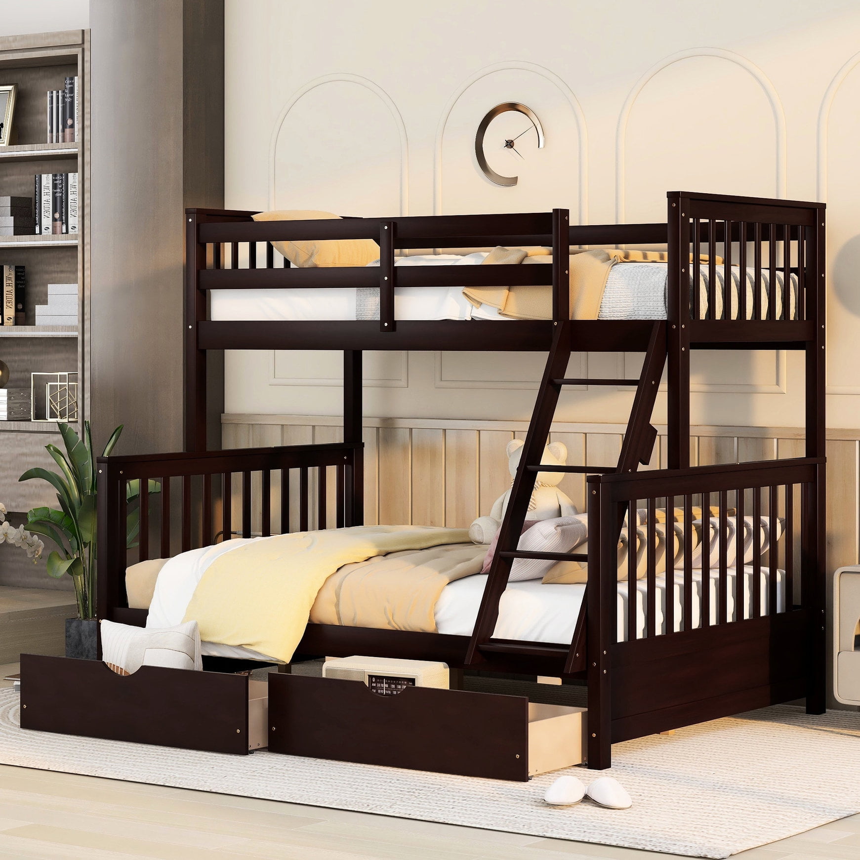 Twinfull Bunk Bed With Solid Wood Legs In And Storage Functional ...