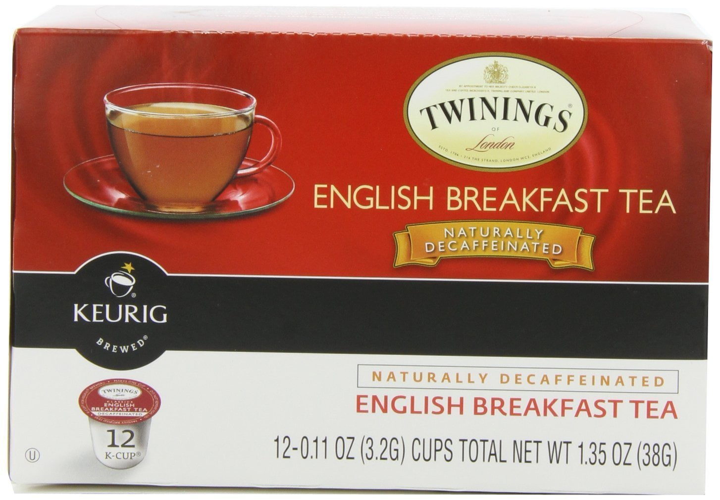 Twining English Breakfast Decaffeinated Black Tea, K-Cup, 12-Count ...